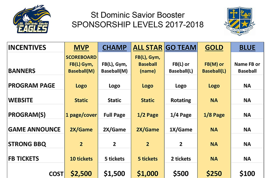 Booster Club Sponsorship 17/18